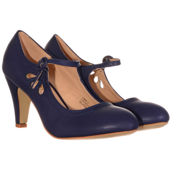 Chase + Chloe | Shoes | New Vintage Pinup Maryjane Heels Pumps Sailor ...